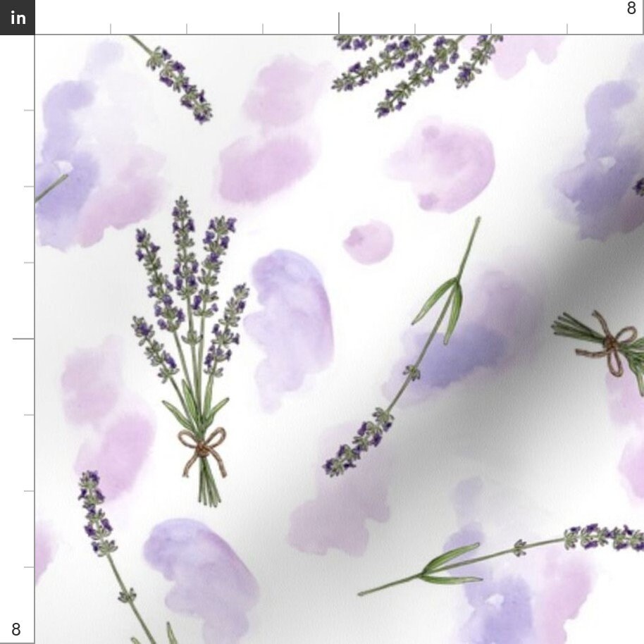 Lavender Fabric Lavender Watercolour by Hazel Fisher | Etsy