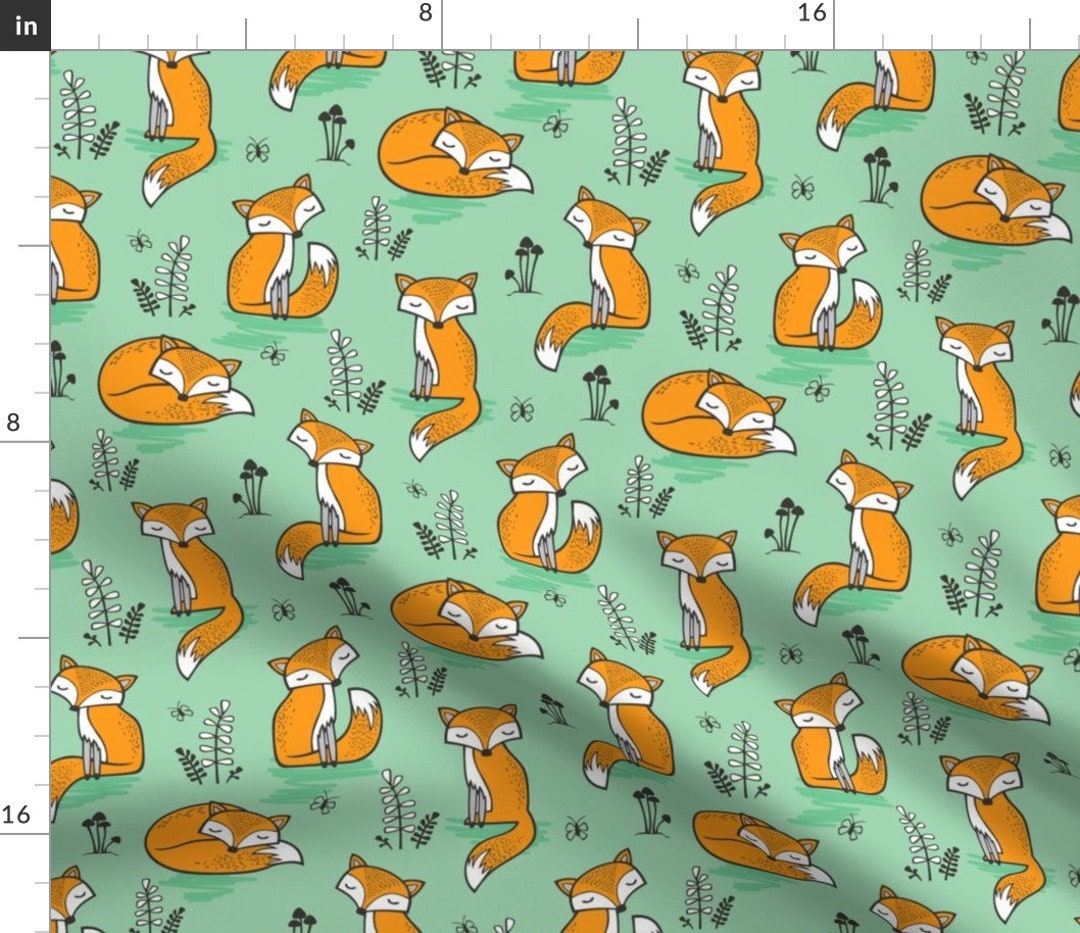 Woodland Fox Fabric Dreamy Fox by Caja Design Fox Cotton Fabric by the ...