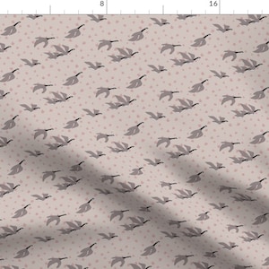 Gray Geese Fabric Canada Geese on Taupe Maple Leaf Background by ...