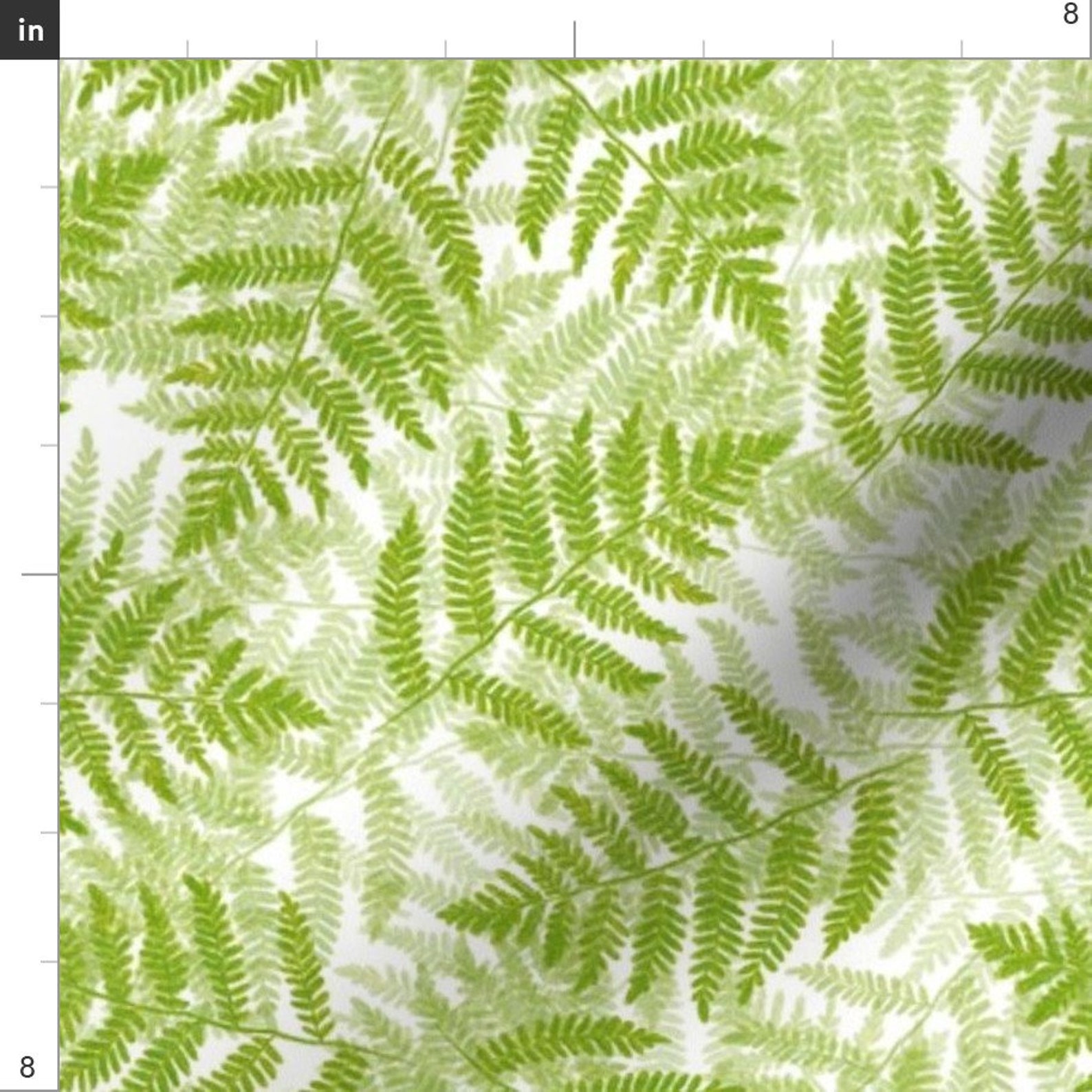 Green Watercolor Fern Fabric Ferns on White by Weavingmajor - Etsy