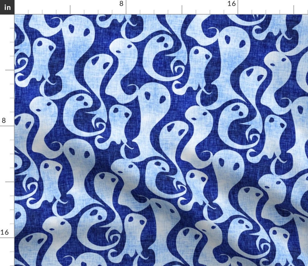 Blue Ghosts Fabric Ghosts Blue by Thecalvarium Ghost - Etsy