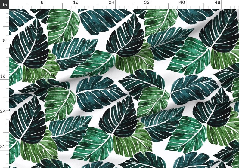 Monstera Leaves Fabric Monstera Leaves 90 Degrees By Crystal | Etsy