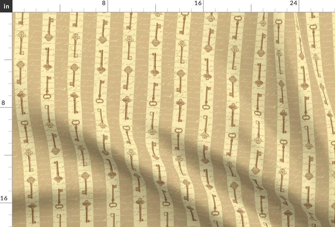 Steampunk Fabric - Steampunk Stripes With Keys by Risarocksit ...