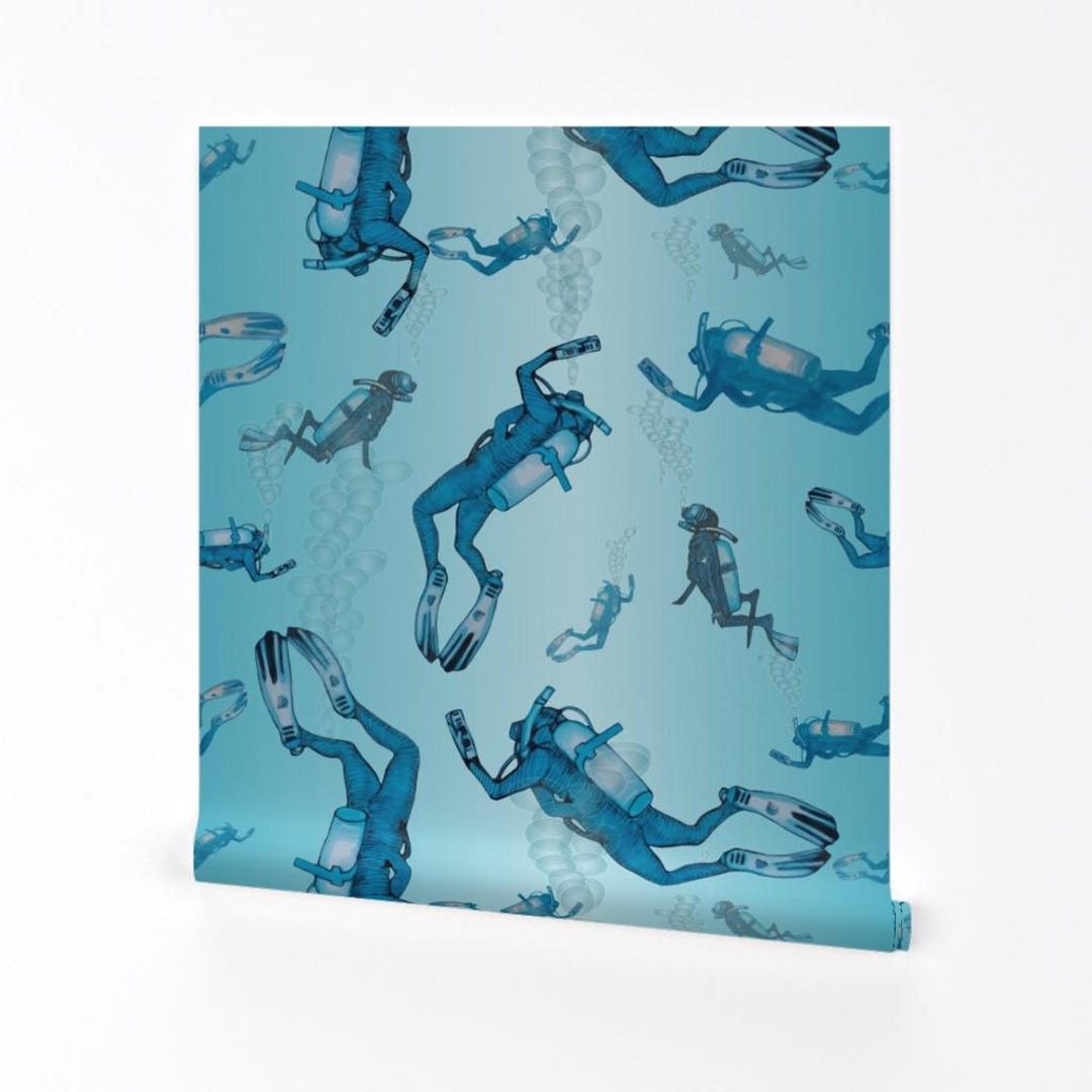 Scuba Diving Removable Peel and Stick Wallpaper - Underwater Divers ...