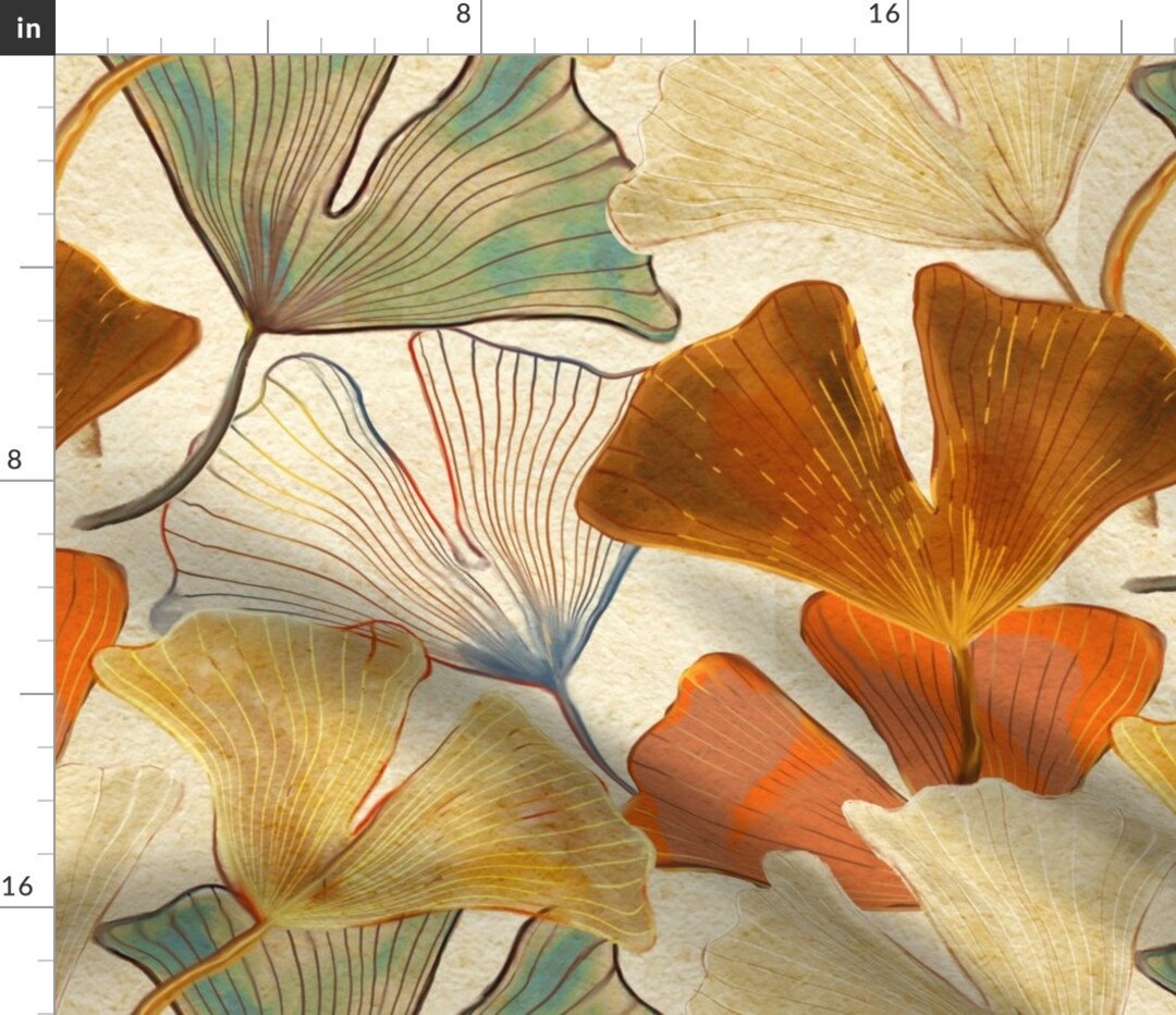Autumn Ginkgo Fabric Ginkgo Leaves by Wildwater Fall Color Watercolor ...