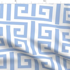 Blue Preppy Upholstery Fabric- Greek Key by Vivdesign - Geometric ...