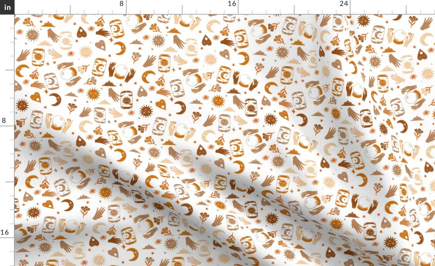 Boho Witch Cotton Fat Quarters - Lunar Moth Chakra Eye Crystals ...