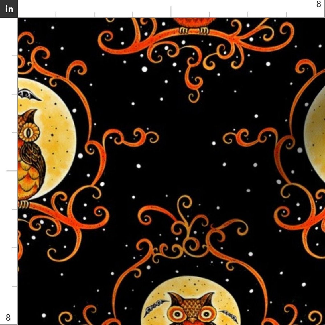 Spooky Owl Fabric Scroll Owls by Johannaparkerdesign Owl - Etsy