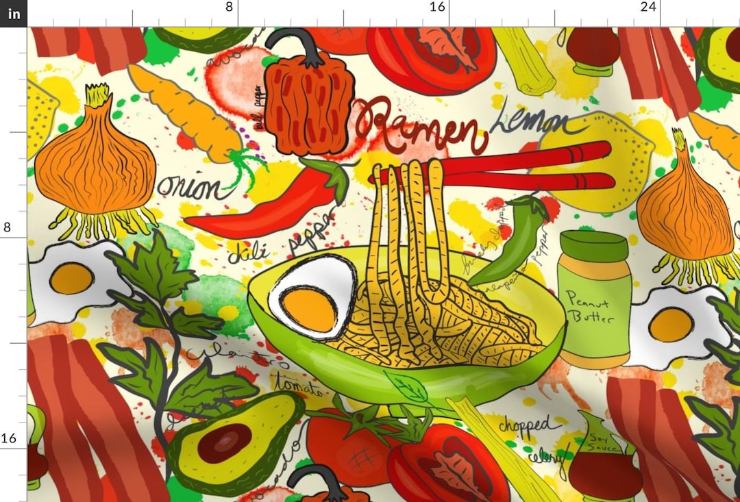 Ramen Noodle Fabric - Ramen Recipe by Orangefancy - Colorful Ramen ...