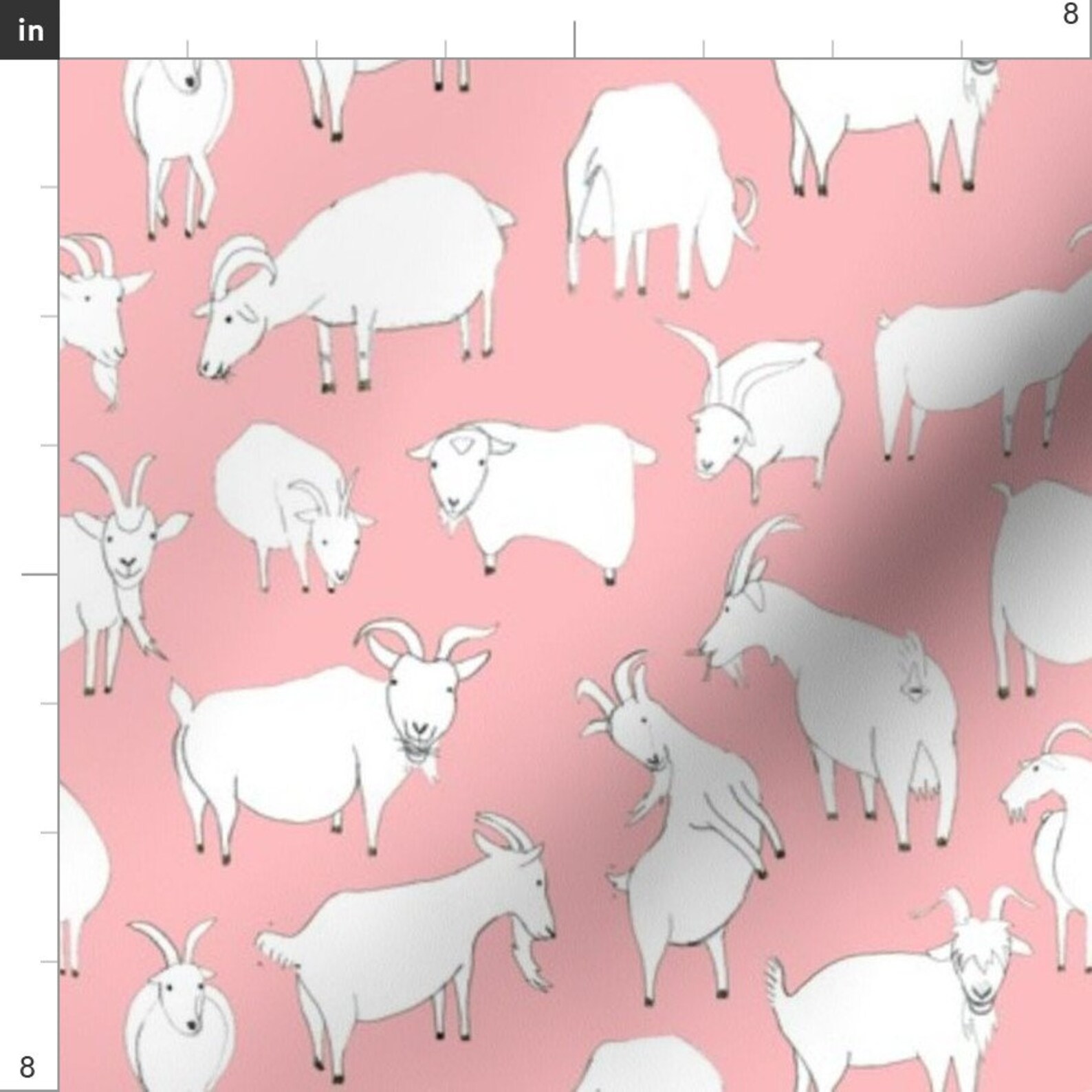 Pink Baby Goat Fabric Goats Playing Baby Pink by | Etsy