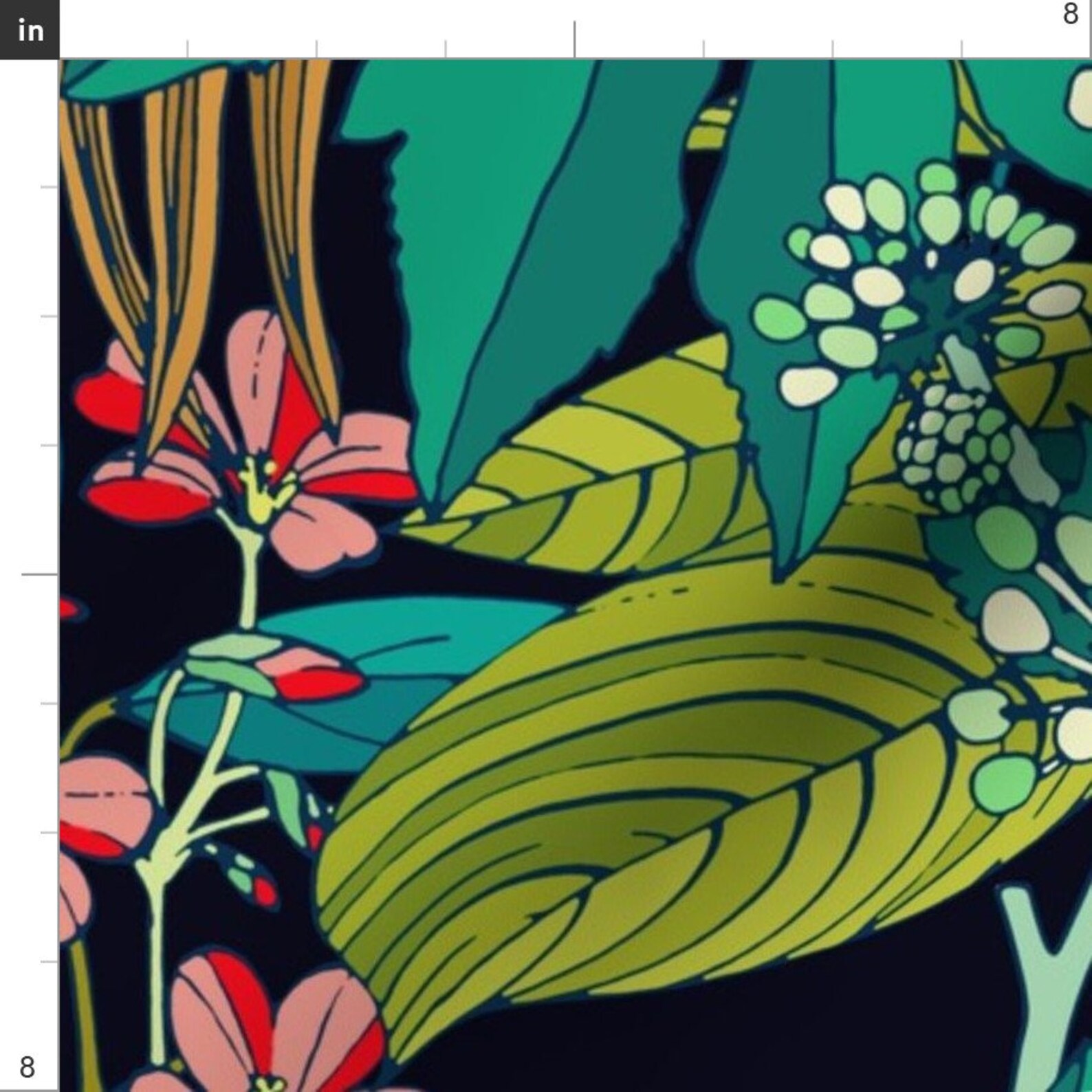 Nature Bohemian Green Leaves Pattern Fabric Secret Oasis - Etsy