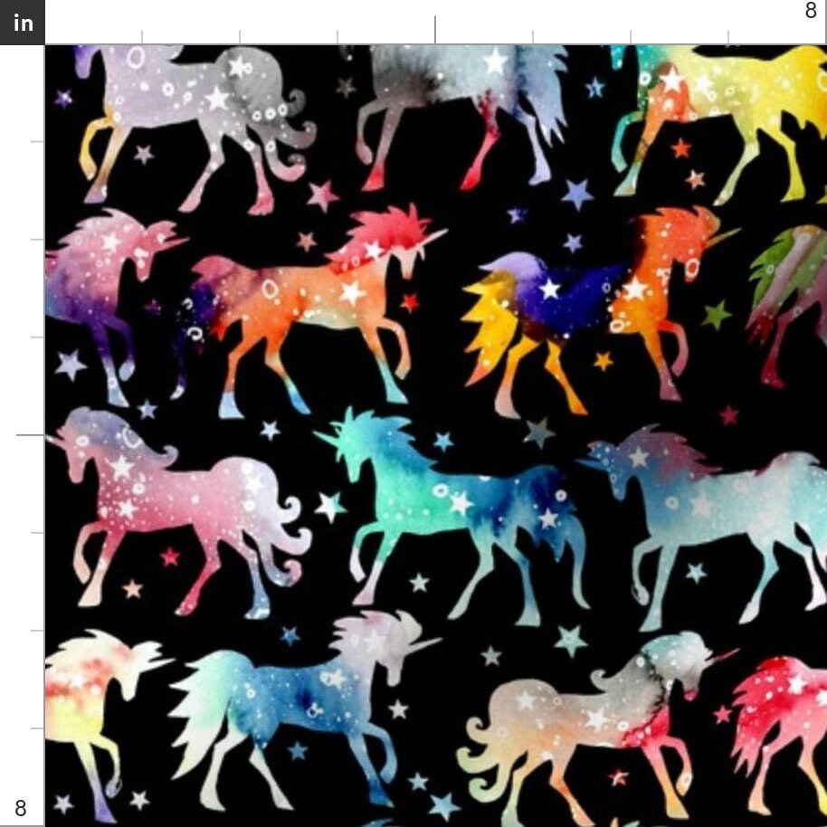 Rainbow Unicorn Fabric Rainbow Watercolor Galaxy Unicorns | Etsy
