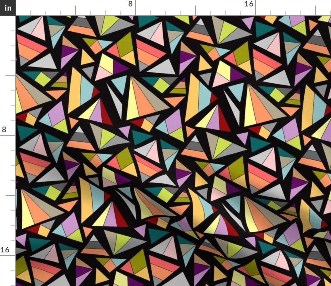 Rainbow Geometric Fabric Triangles in Multicolor on Black by Eleventy ...