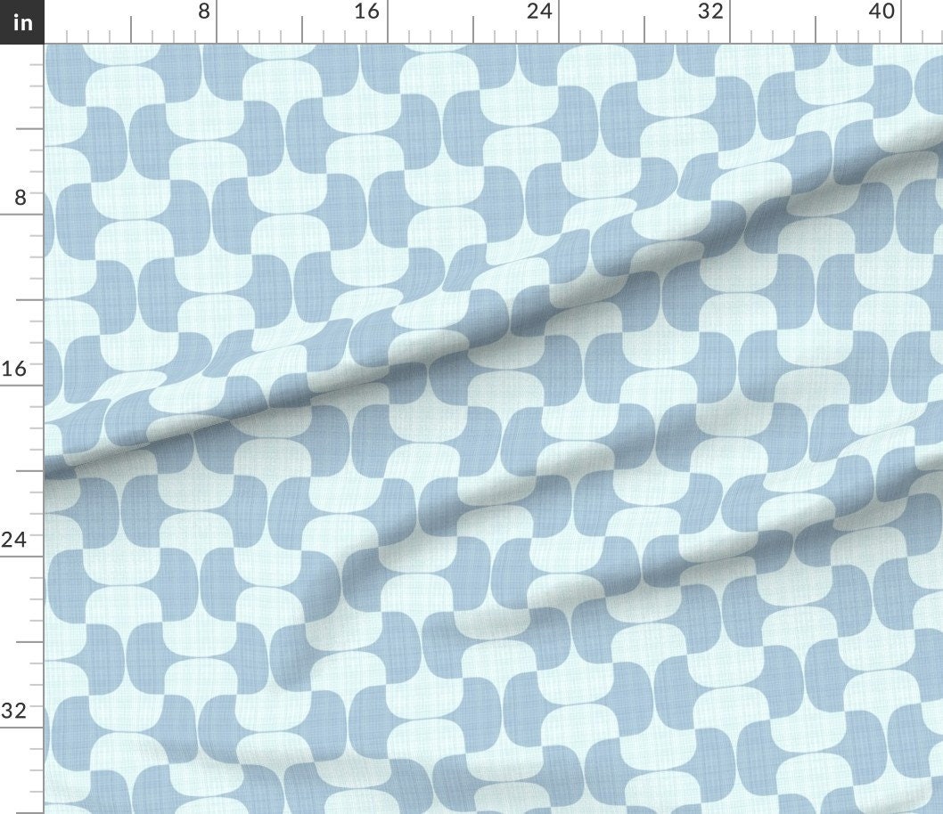 Mid Century Modern Fabric Mod Sky Blues Tessellate By Wren | Etsy