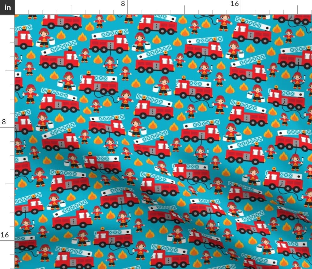 Fire Truck Fabric Fire to the Rescue Fire Fighters Boys Car Fabric Xs ...