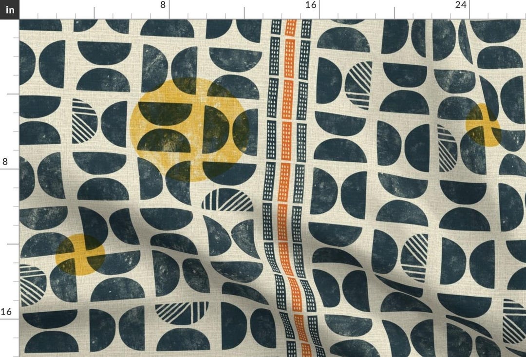 Modern Bauhaus Fabric - Block Print by Elebo_designs - Abstract ...
