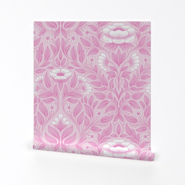 Pink Damask Paper - Etsy