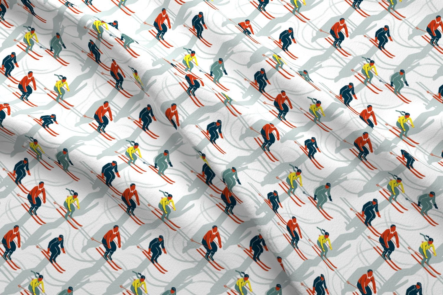 Speedy Skiers Fabric Ski Carnival 3 By Vinpauld Retro | Etsy