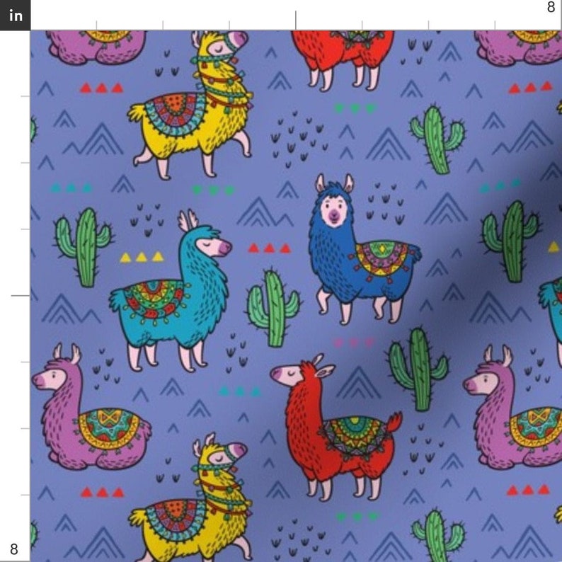 Llama Fabric Mountain Alpaca By Penguinhouse Hipster Llama | Etsy