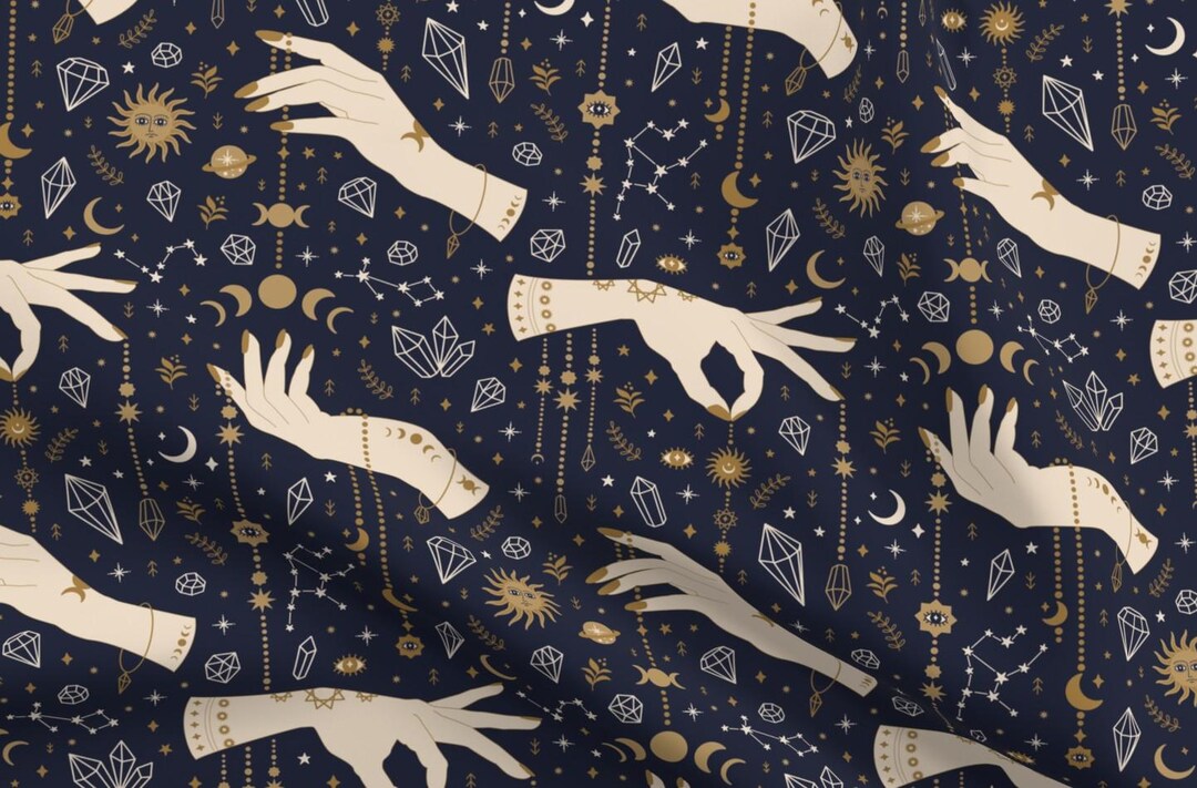 Talismans Fabric Magical Talismans by Bamokreativ Black Yellow Stars ...