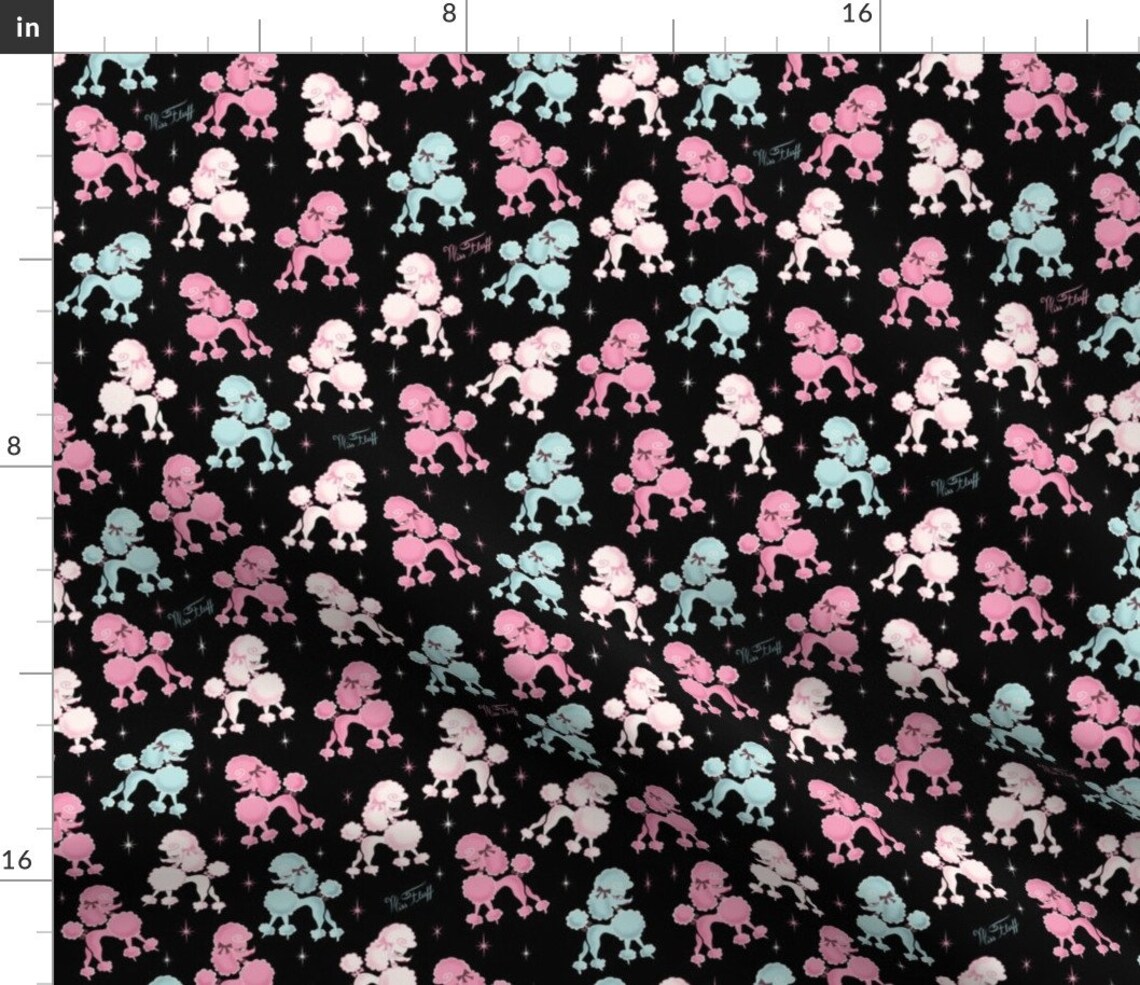 Pretty Poodles Fabric Poodlerama by Miss Fluff Retro Pet - Etsy
