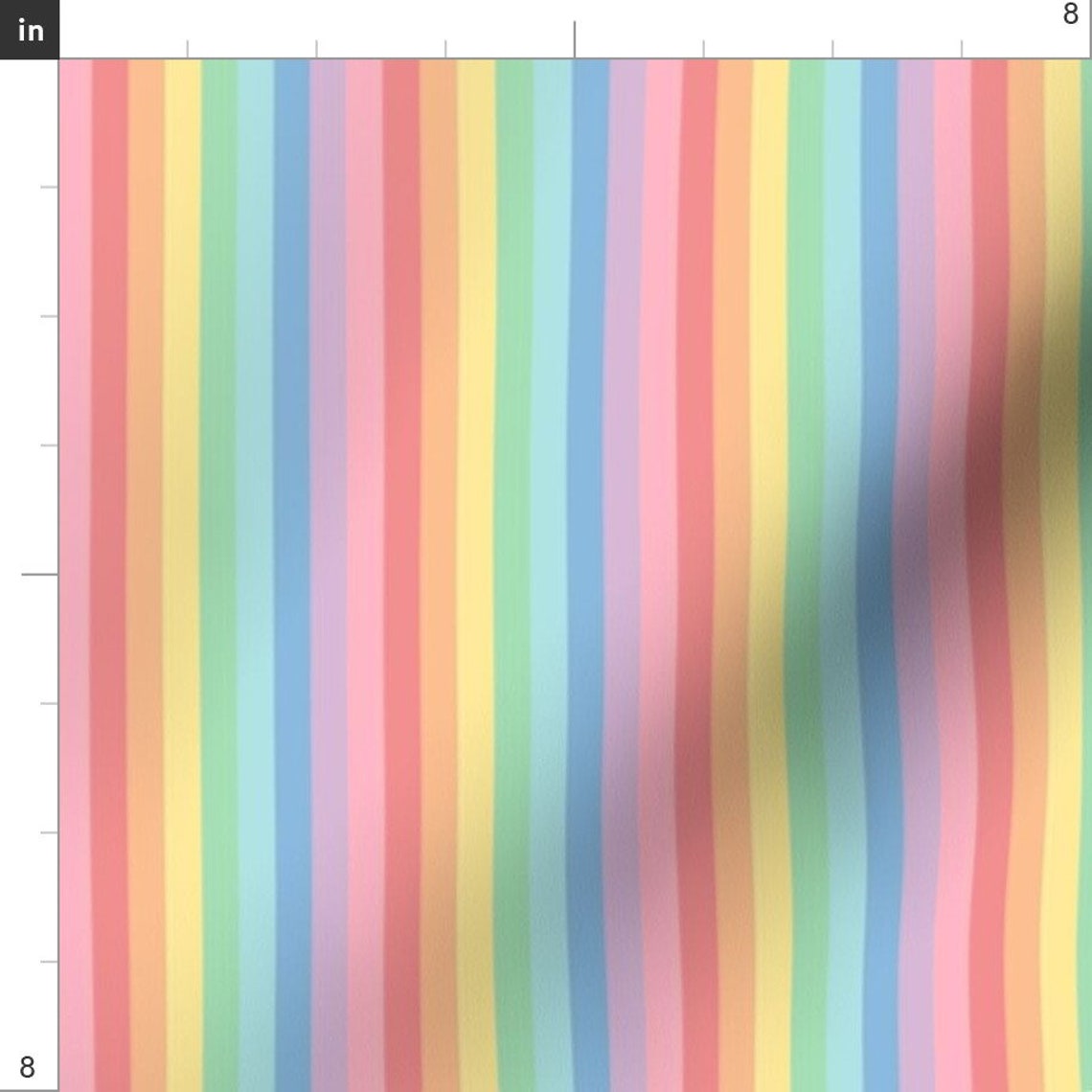 Rainbow Fabric Pastel Rainbow Stripes 2 Vertical by - Etsy