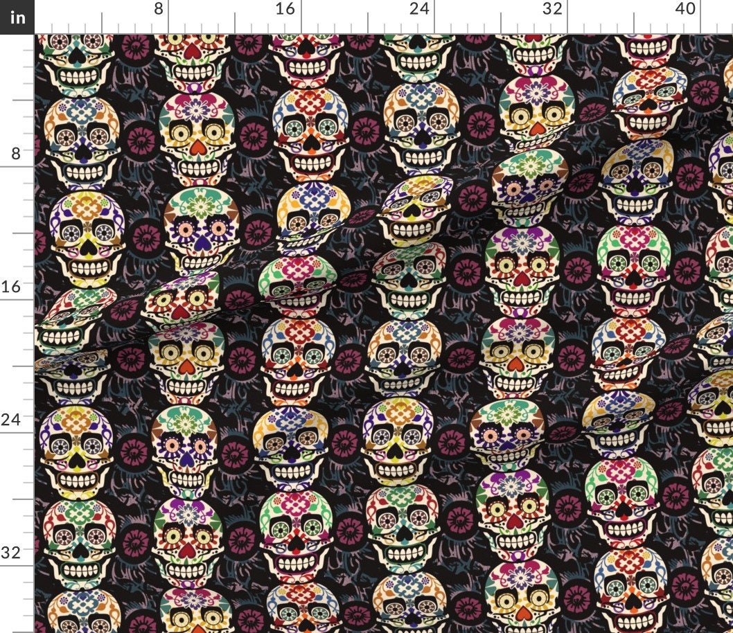 Colorful Calaveras Fabric Sweet And Happy Calaveras By | Etsy