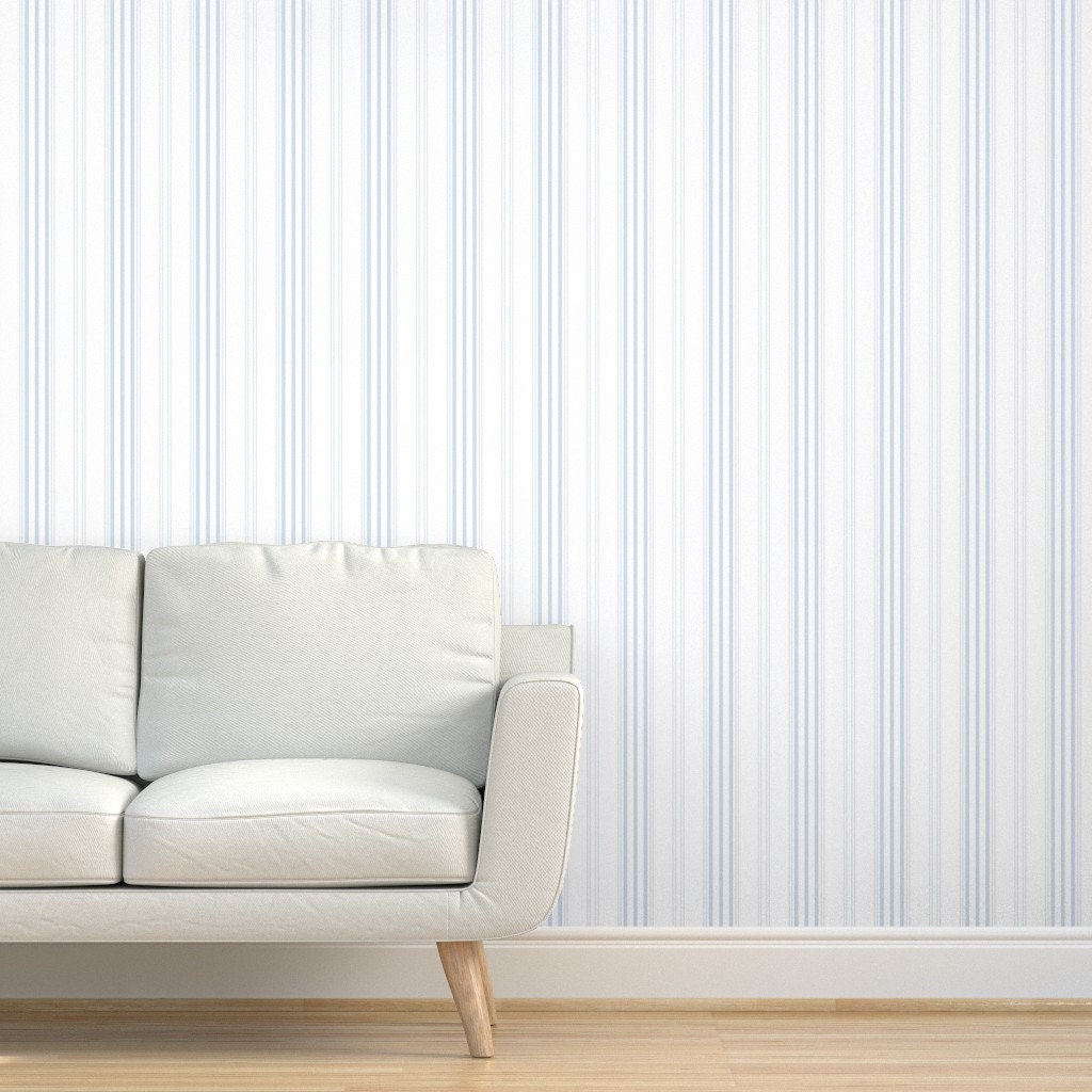 Blue Stripe Wallpaper Lars Stripe in Pale Blueberry by | Etsy