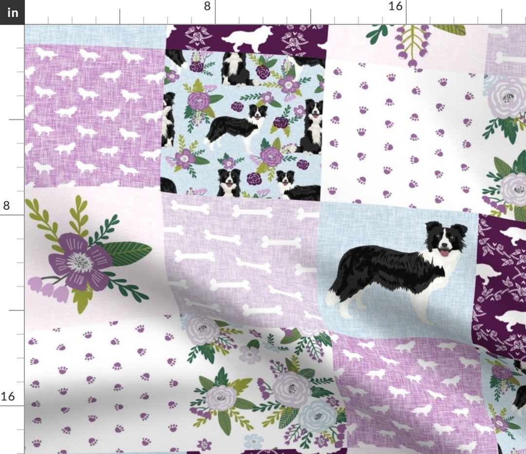 Border Collie Fabric Border Collie by Petfriendly Cheater Quilt Herding ...