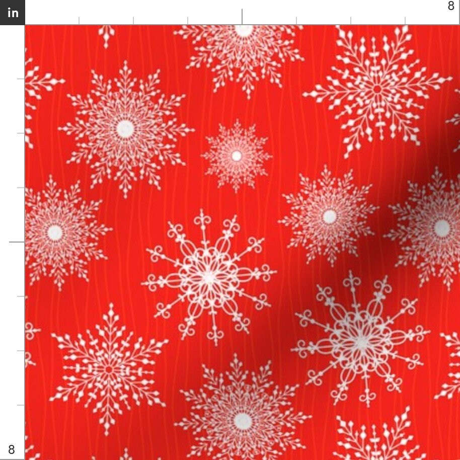 Red Snowflake Fabric Ornate Snowflakes Pattern By Diane555 | Etsy