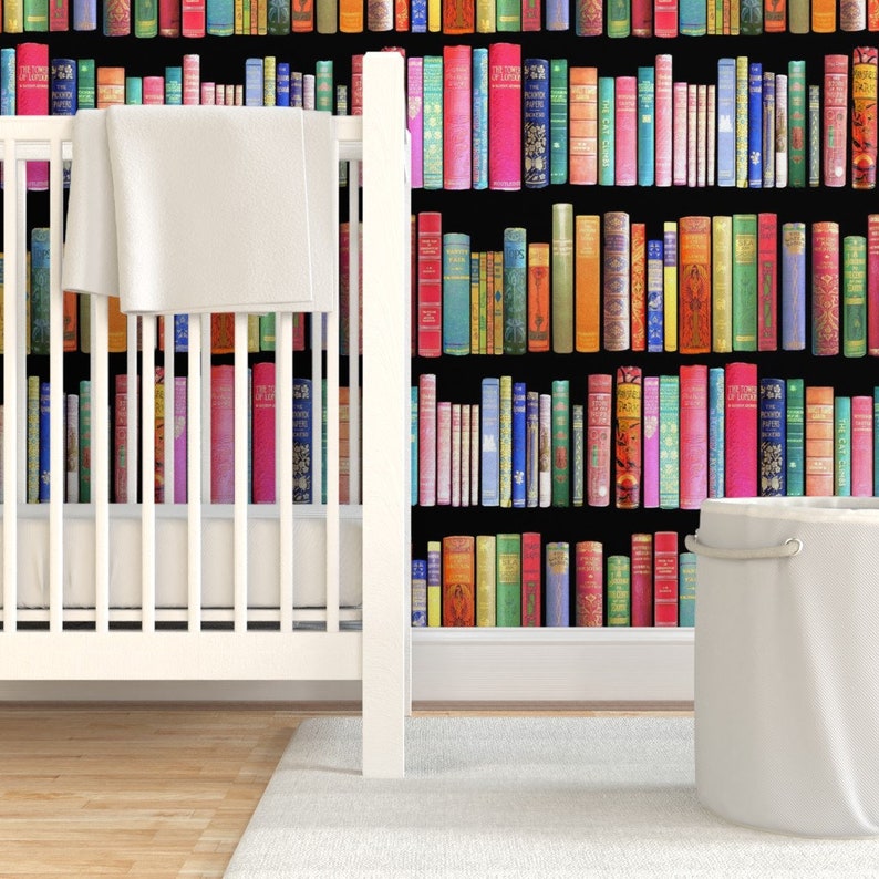 Bookshelf Wallpaper Antique Vintage Bookshelf by - Etsy
