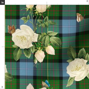 Tartan Rose Fabric Caledonian Floral Tartan by Lilyoake Scottish Plaid ...