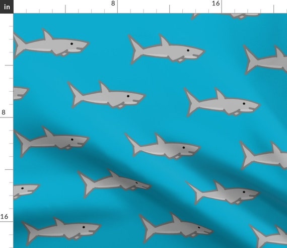 Swimming Sharks Fabric Shark by Twistedblossom Whimsical | Etsy