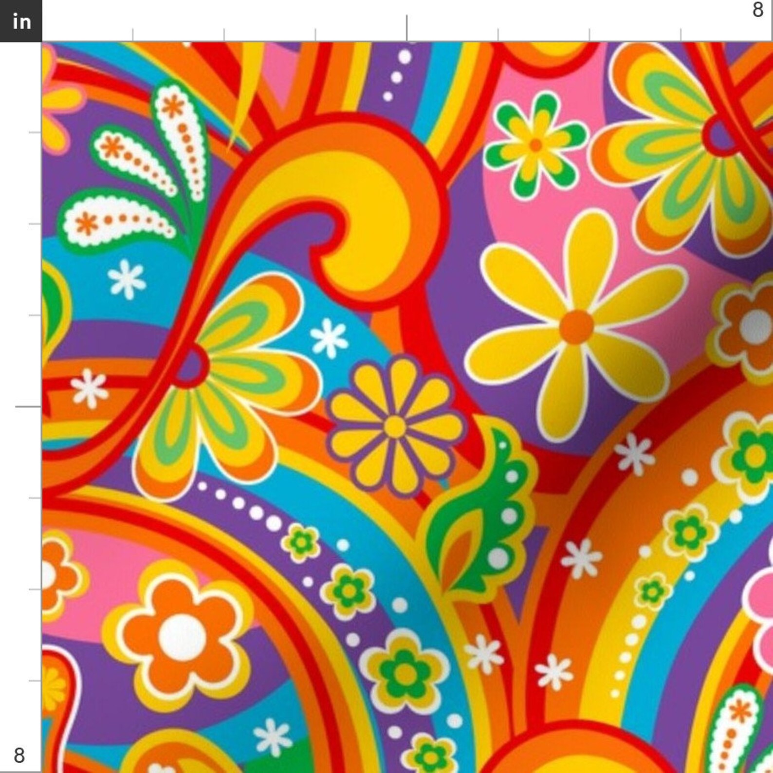 1960s Fabric 60's Psychedelic Flower Power by Mia Valdez - Etsy Australia