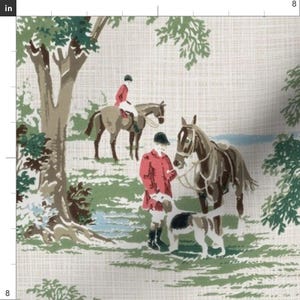 Equestrian Toile Fabric - Hunt Scene by Ponymacaroni - Fox Hunting ...