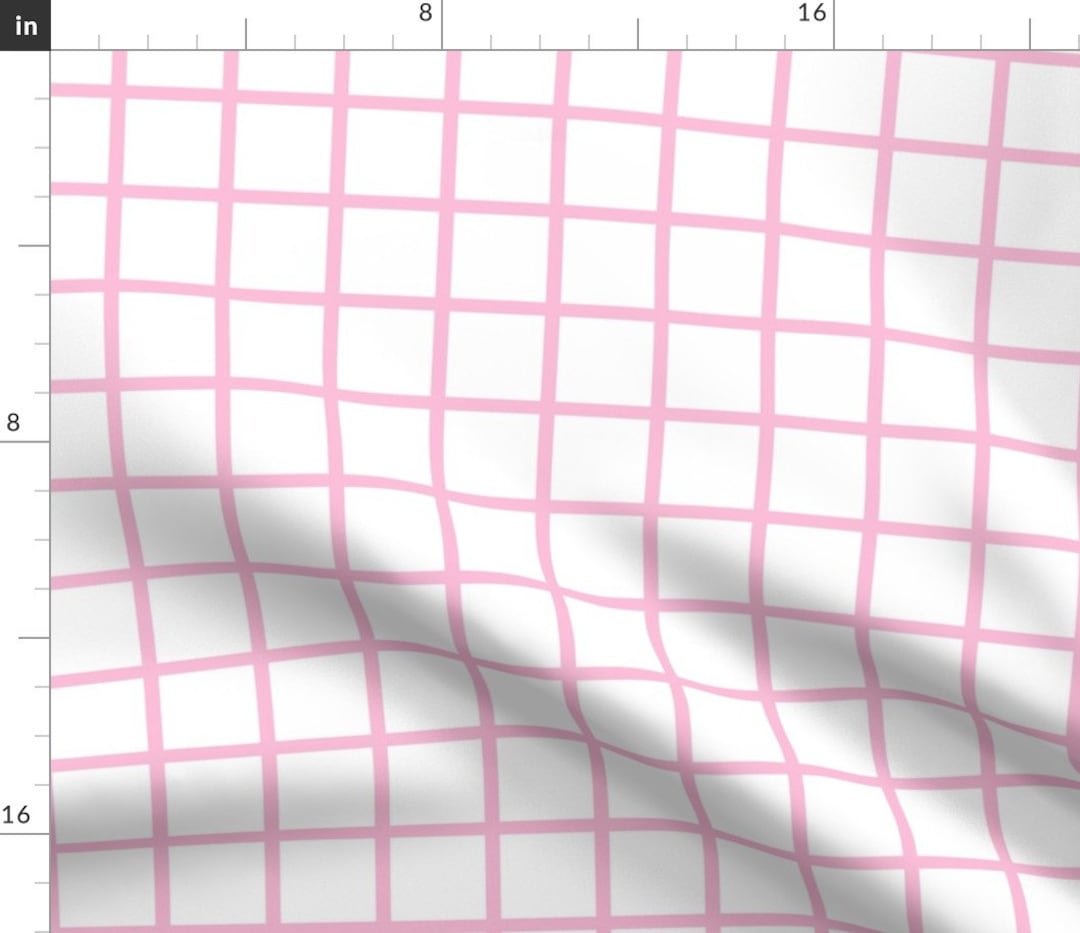 Abstract Modern Pink Grid Fabric Grid Pink on White by - Etsy