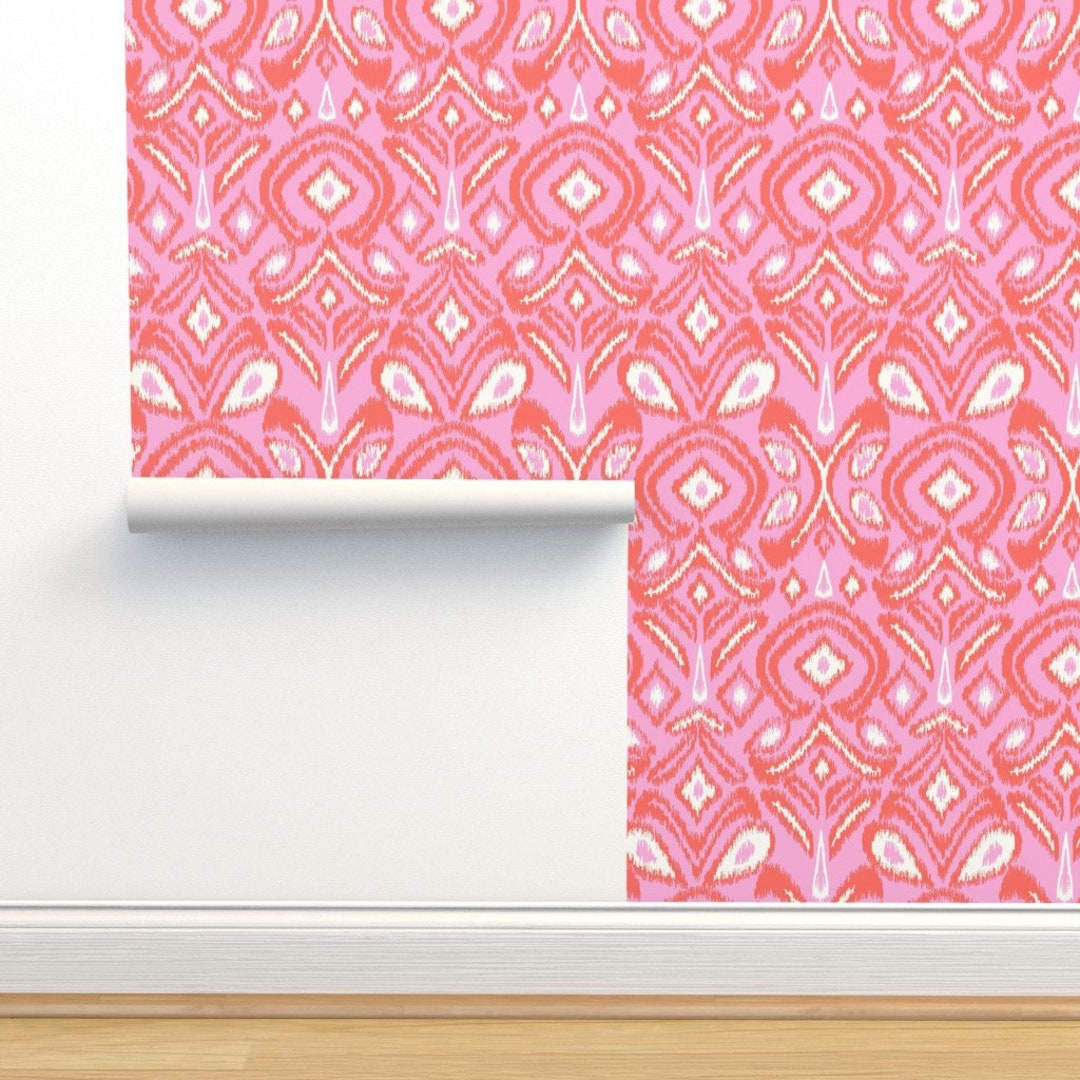 Ikat Wallpaper Ikat Flower by Vivdesign Colorful Jumbo - Etsy