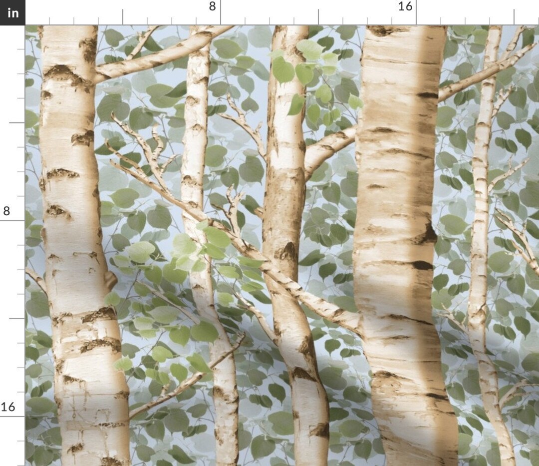 Birch Tree Fabric Birch Grove in Summer by - Etsy