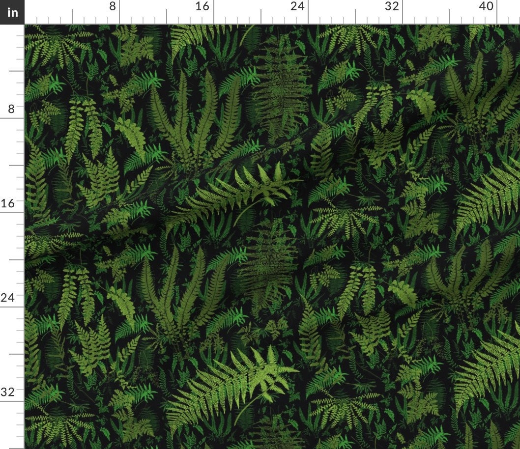 Botanical Green Ferns Fabric Fern Botanical Deep | Etsy