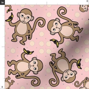 Monkey Fabric Monkey Polka Dot Pink by Stephanierae Ca Monkey Pink ...