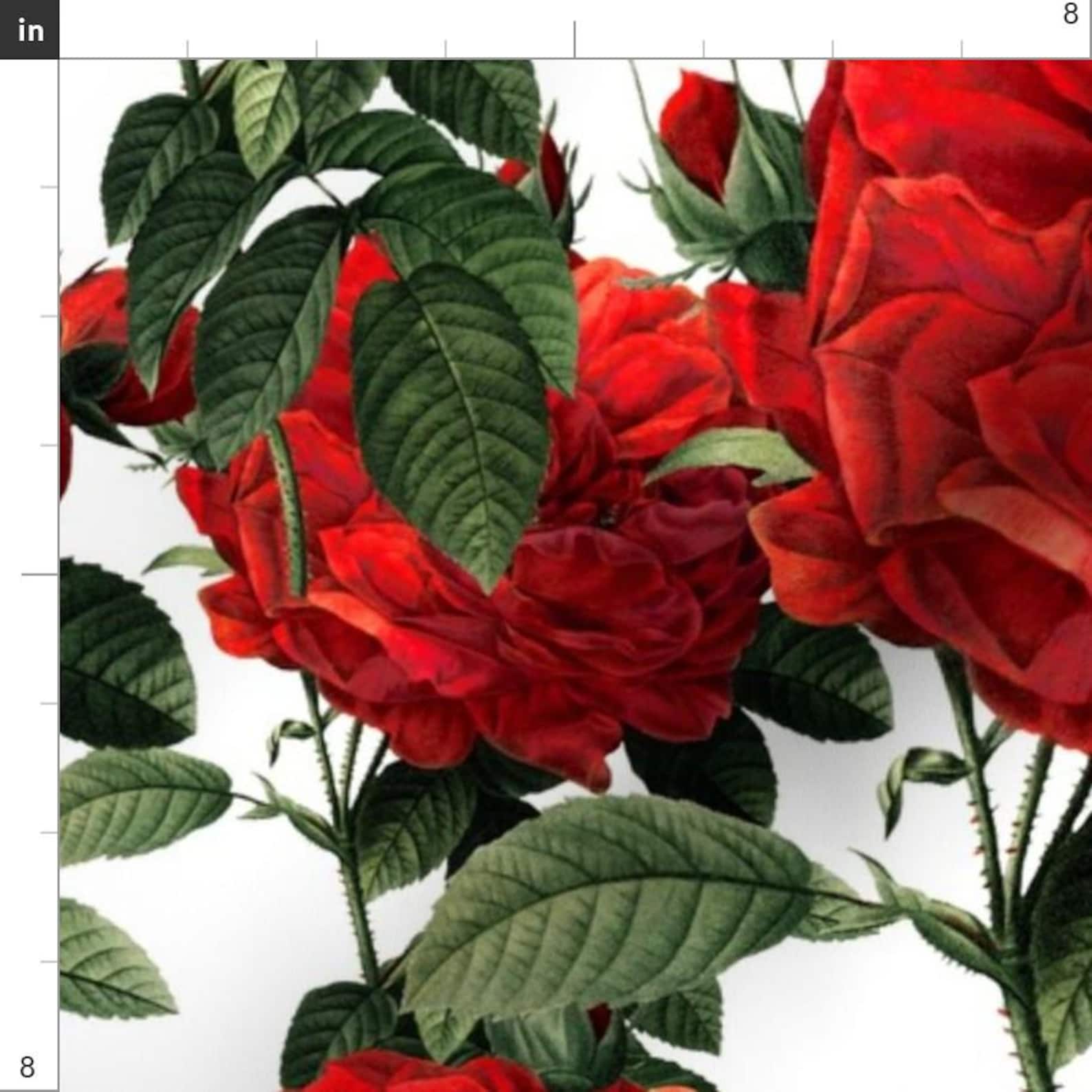 Bold Red Roses Fabric - Roses Riot of Red by Peacoquettedesigns ...