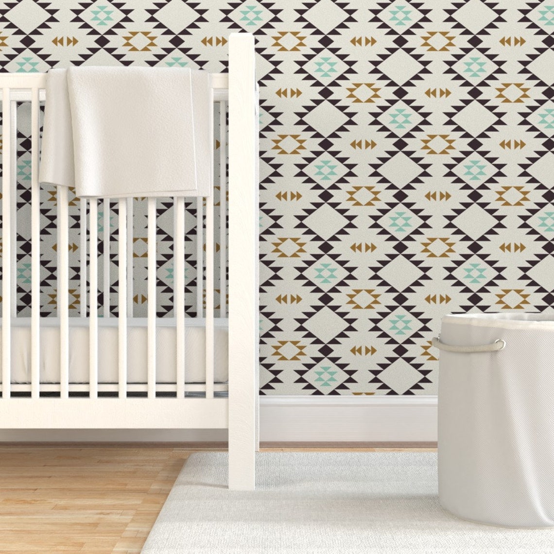 Tribal Wallpaper Navajo by Kimsa Beige Blue Black - Etsy