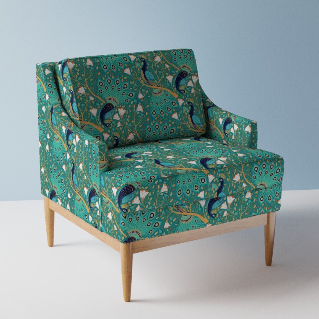 Aqua Peacock Upholstery Fabric Blue Peacock by Michaelzindell ...