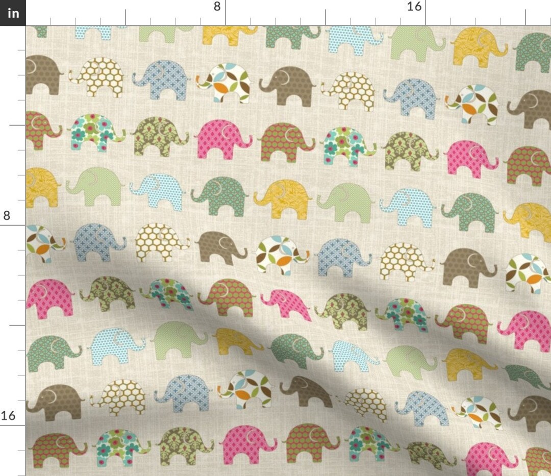 Elephant Fabric Colorful Ellie by Littlerhodydesign Circus - Etsy