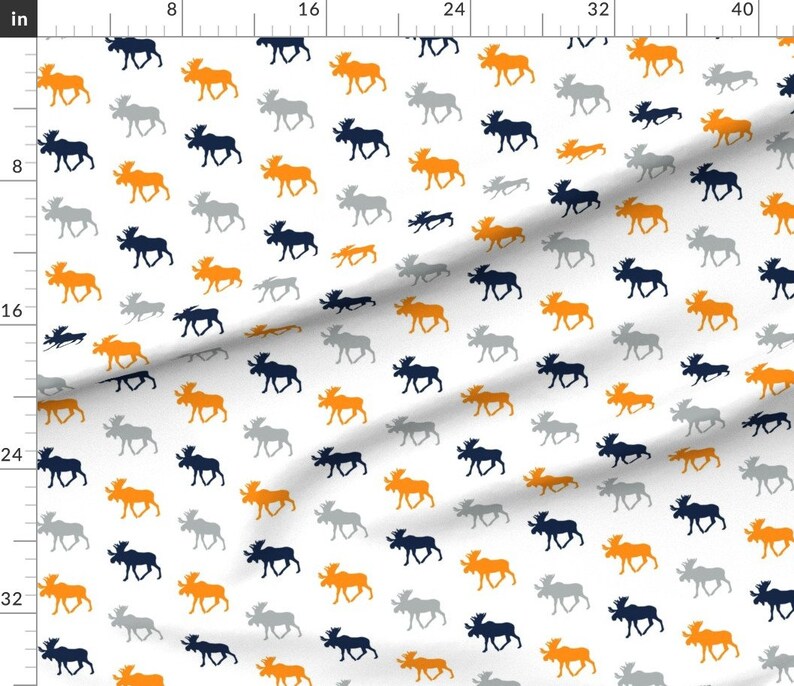 Moose Fabric Multi Moose // Great Outdoors by - Etsy