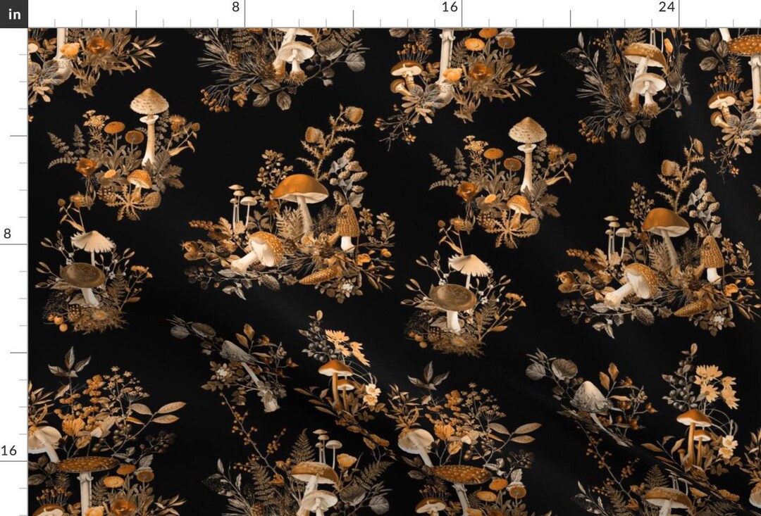 Mushroom Toile Fabric - Woodland Foliage by Thistleandfox - Nature ...