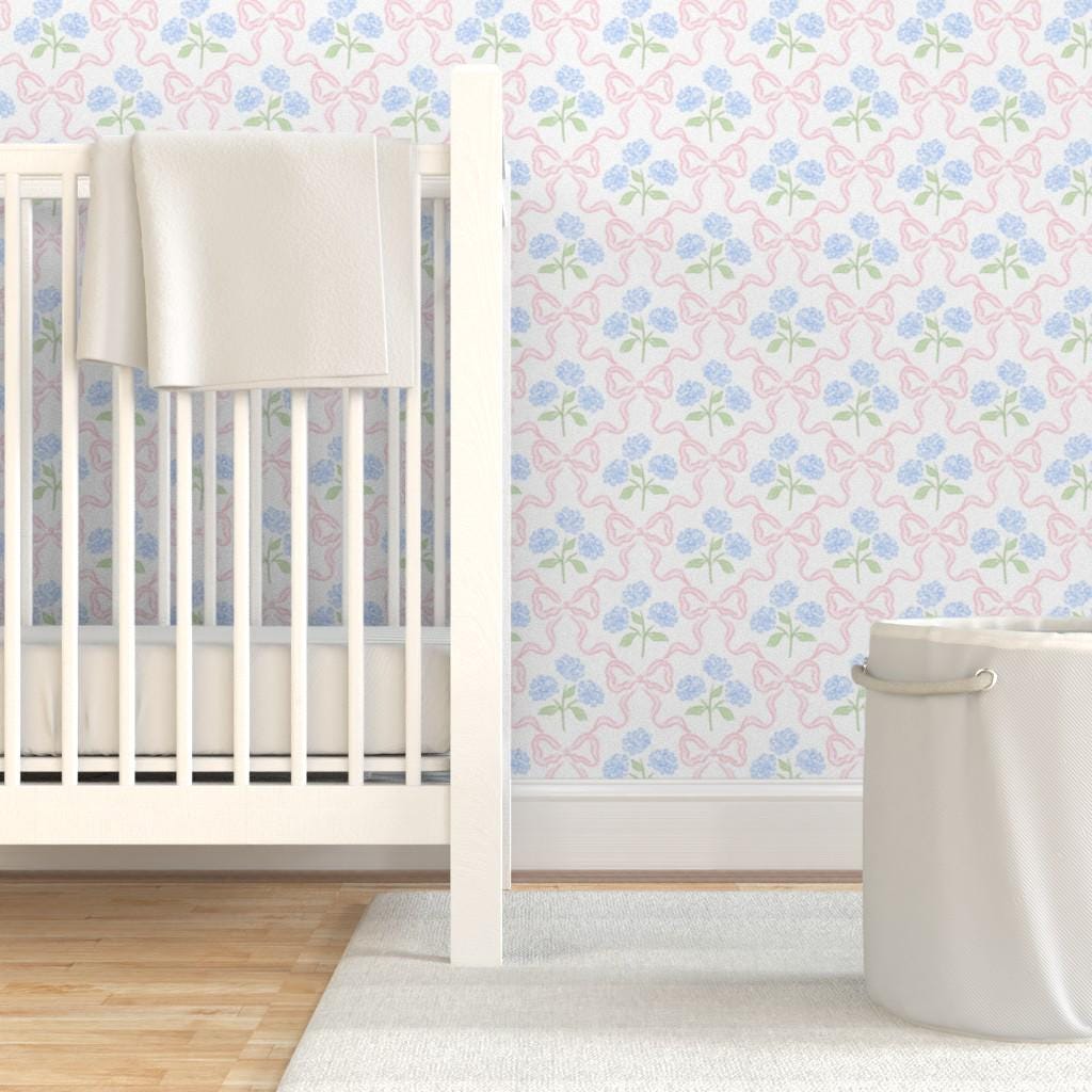 Preppy Bow Floral Removable Peel and Stick Wallpaper - Delicate ...