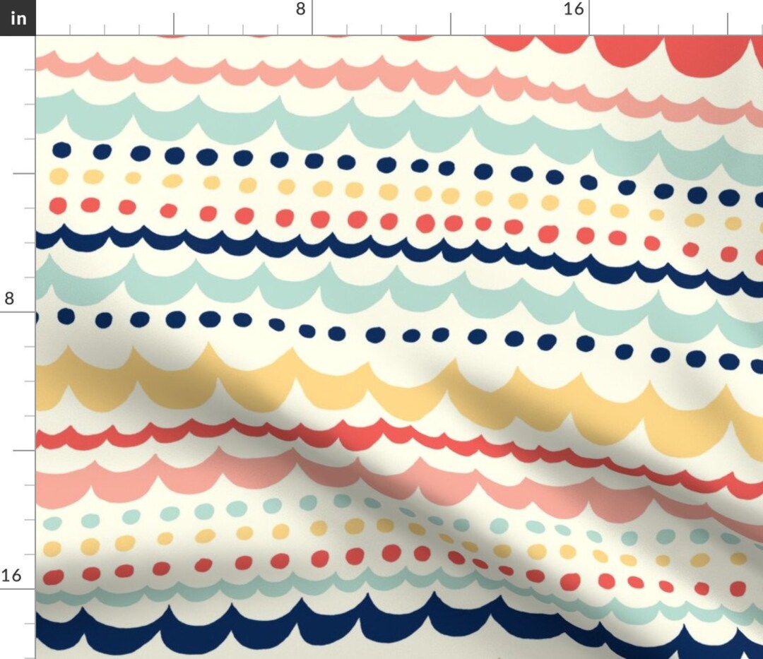 Colorful Scallop Stripes Fabric Scallop Fun by Stacyiesthsu Stripe ...