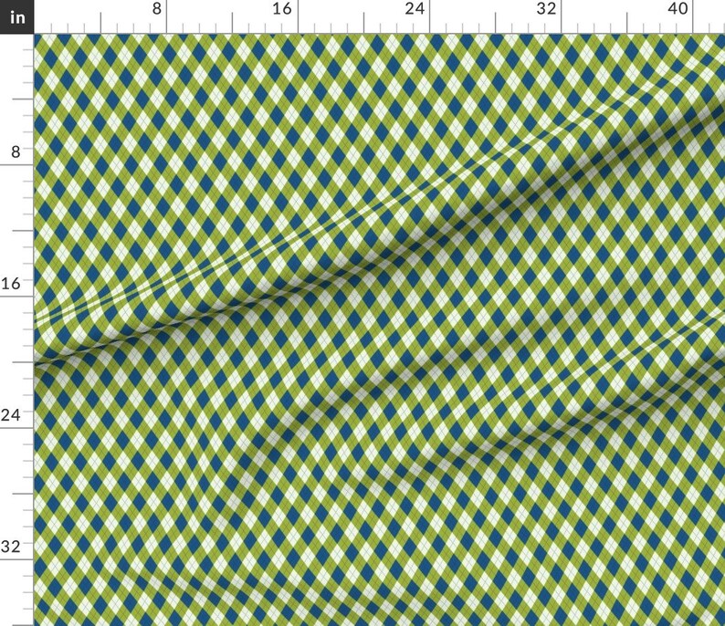 Argyle Fabric Argyle in Blue Green White by Diane555 - Etsy