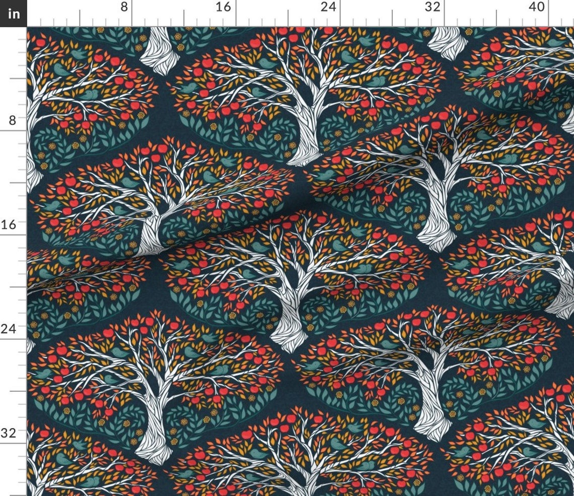 Modern Home Decor Fabric Apple Tree Flame by Ceciliamok - Etsy